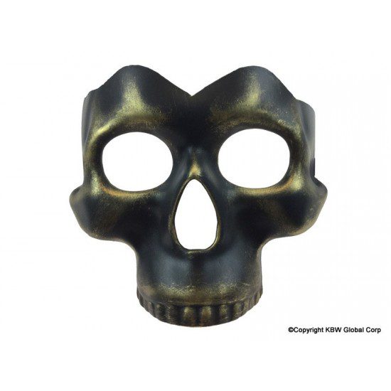 Black/Gold Skull Face Mask - Costume Holiday House